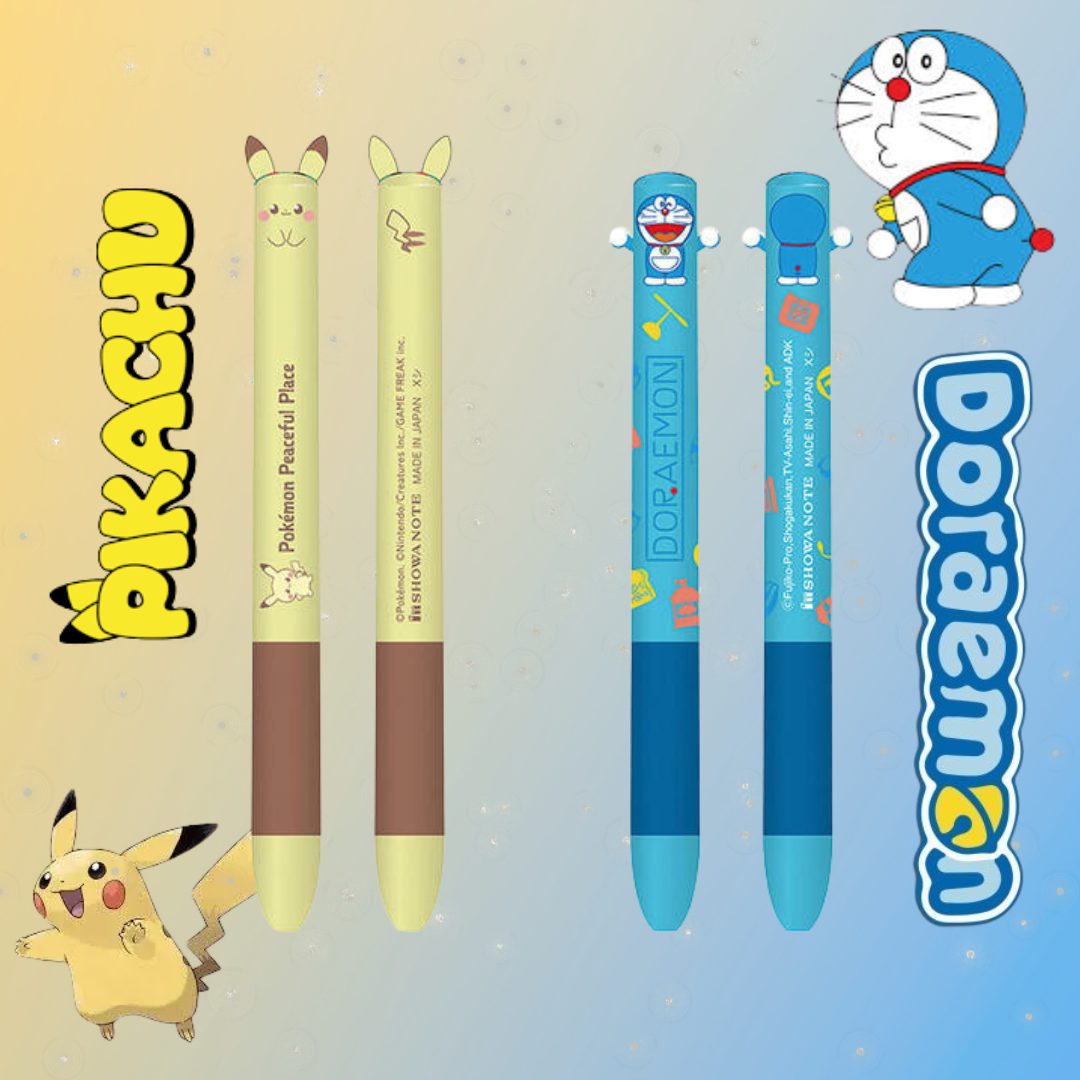 Too Cute to Resist! Pikachu & Doraemon “mimi Pens” ⚡🐱‍👓 – Stationery Pal