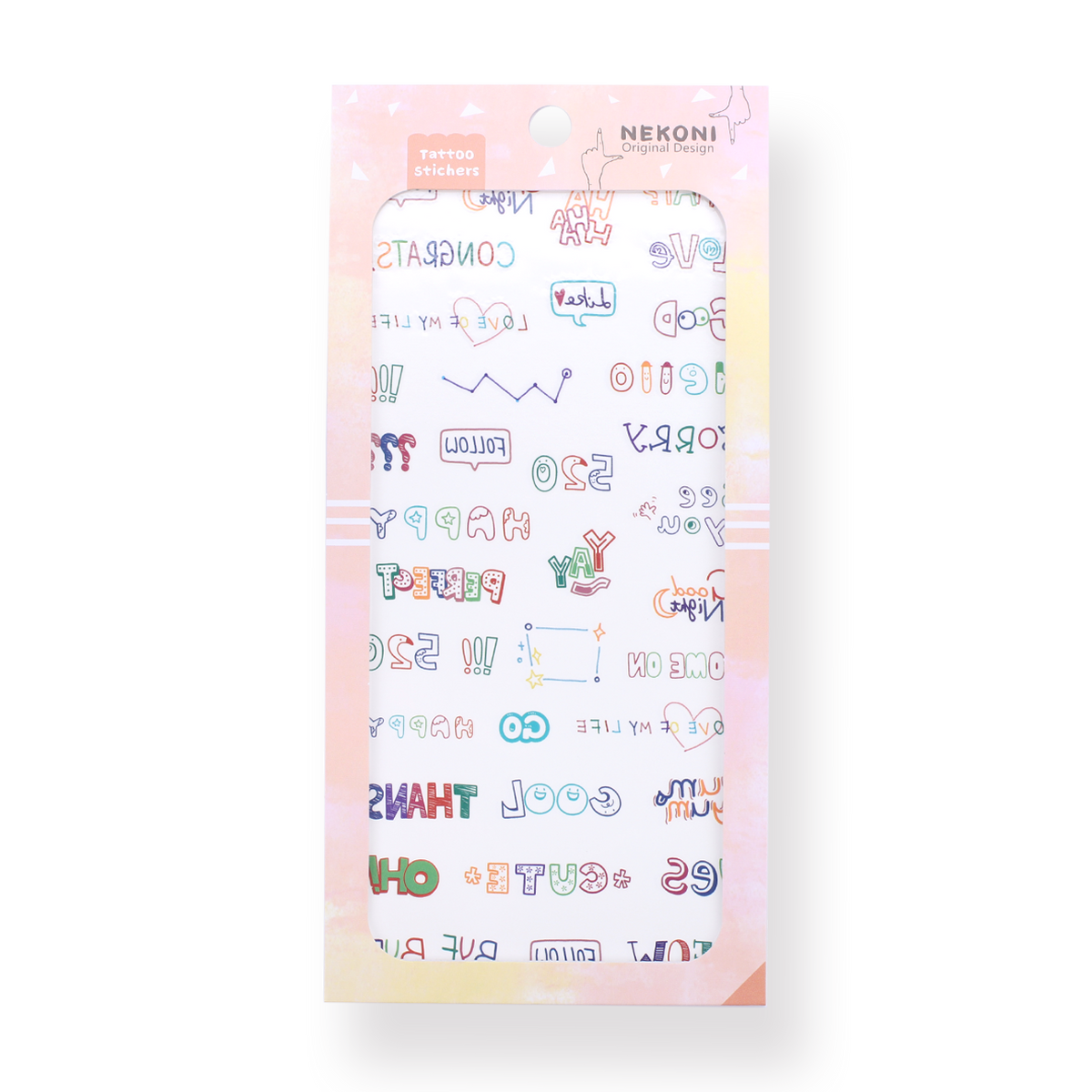 Etiqueta engomada colorida del tatuaje - Letras — Stationery Pal