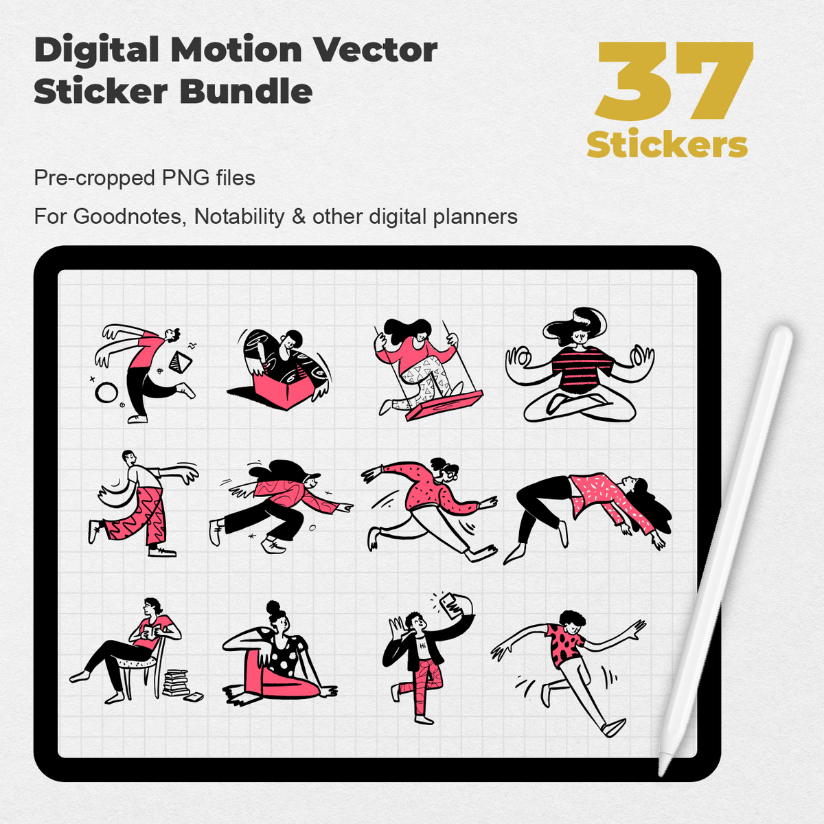 33 Digital Motion Vector Sticker Bundle — Stationery Pal