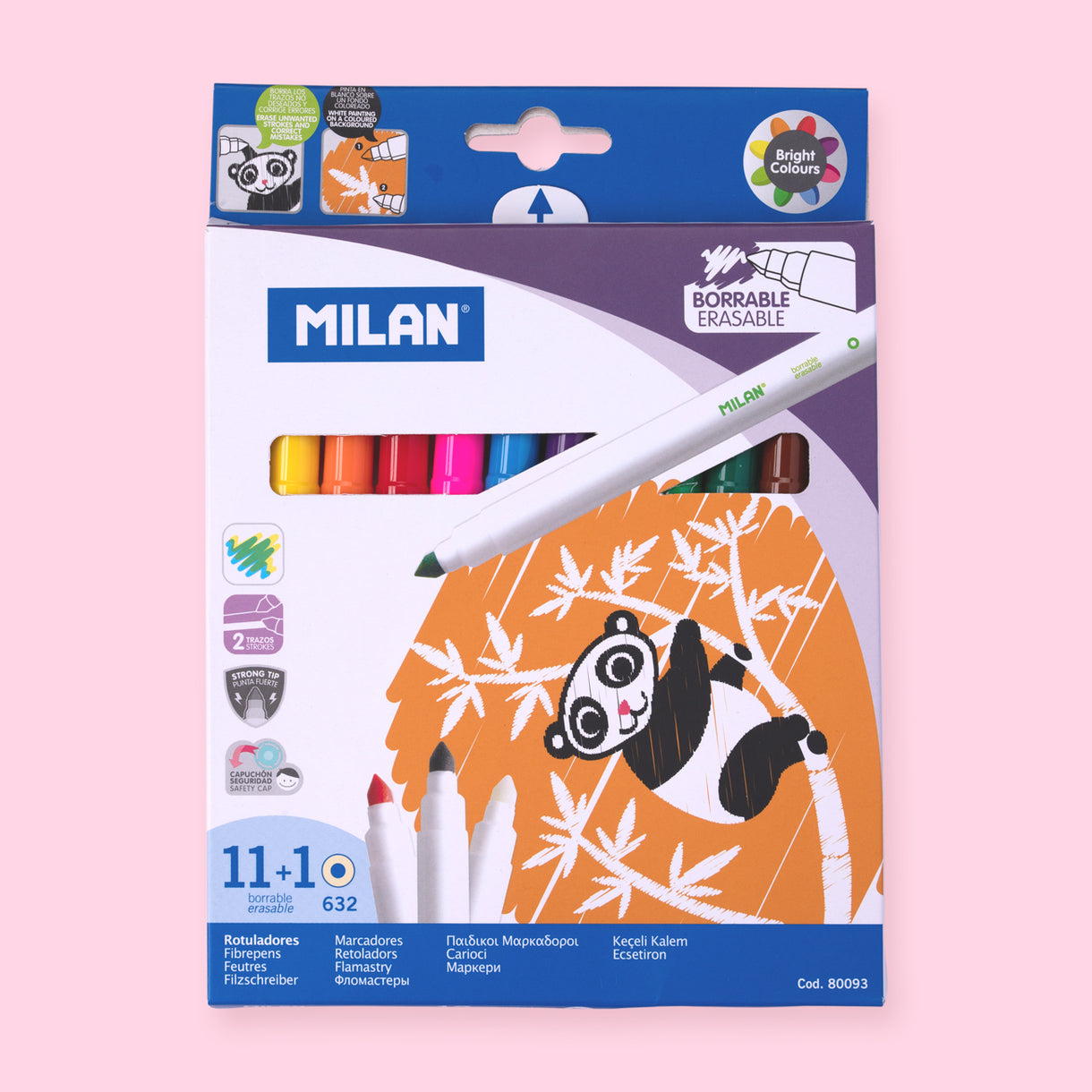 Milan Erasable Fibrepens - 11 Fibrepens + 1 Eraser – Stationery Pal